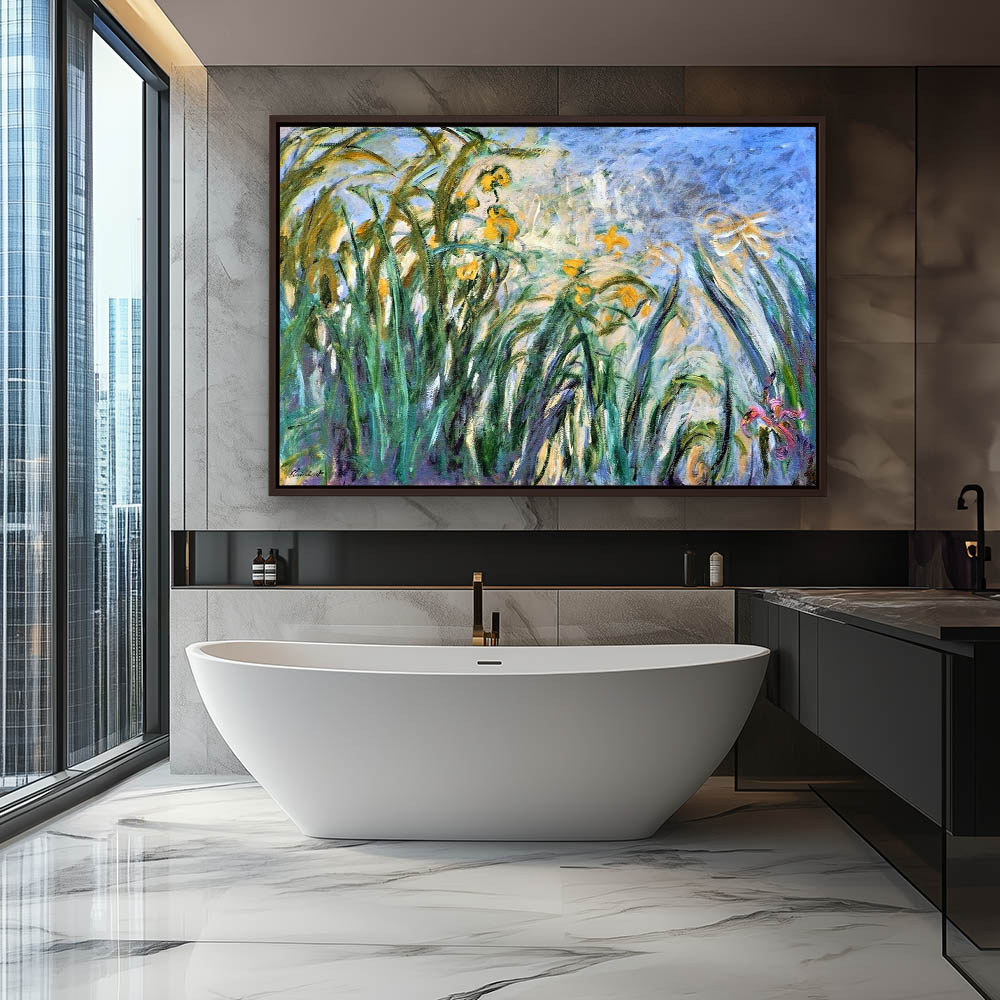 Yellow Irises and Malva – Great Canvas Arts