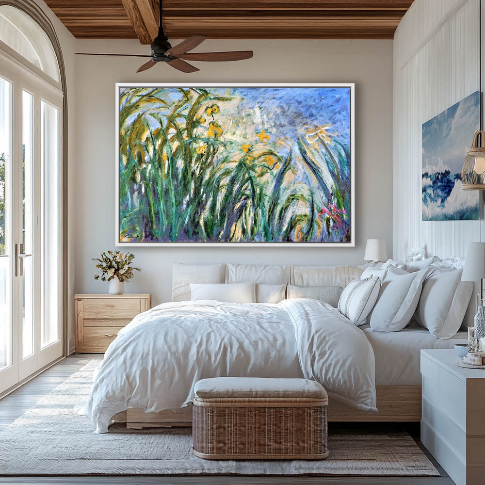 Yellow Irises and Malva – Great Canvas Arts