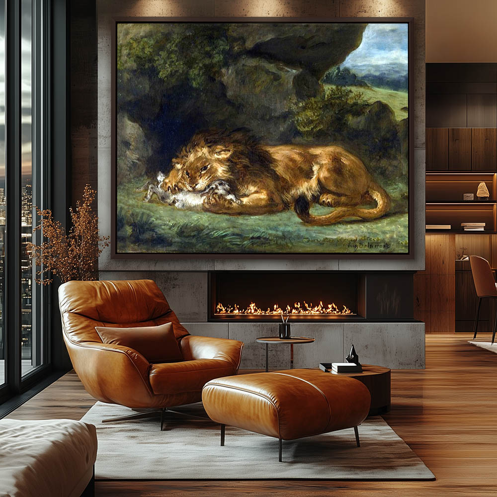 Lion devouring a rabbit – Great Canvas Arts