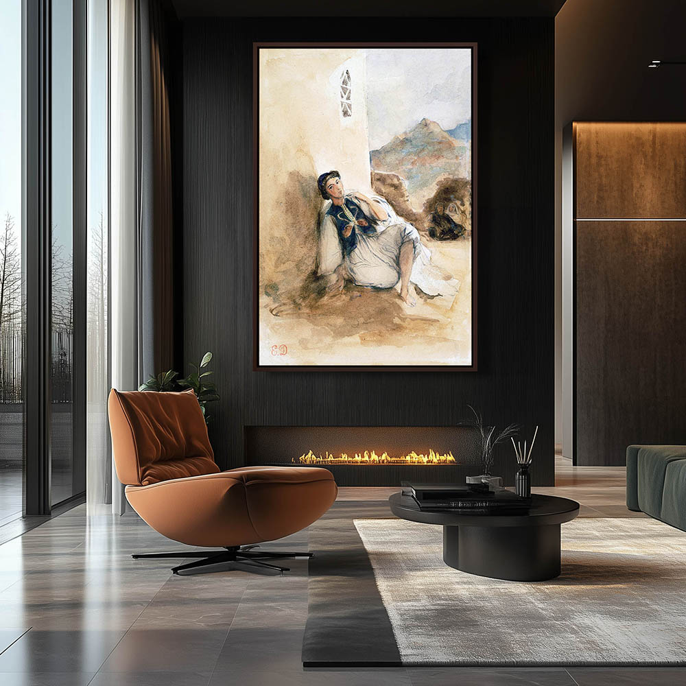 Odalisque sitting leaning against the wall of a house – Great Canvas Arts