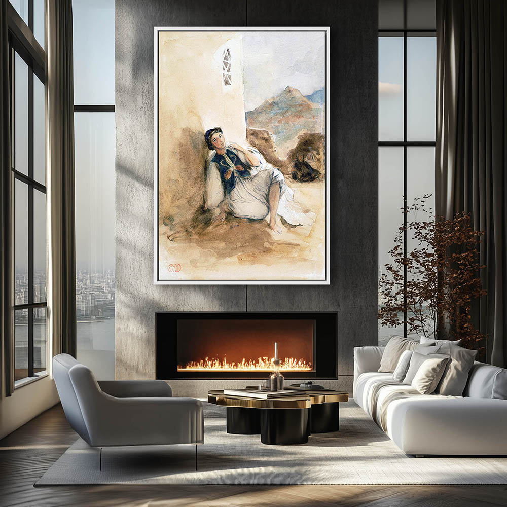 Odalisque sitting leaning against the wall of a house – Great Canvas Arts