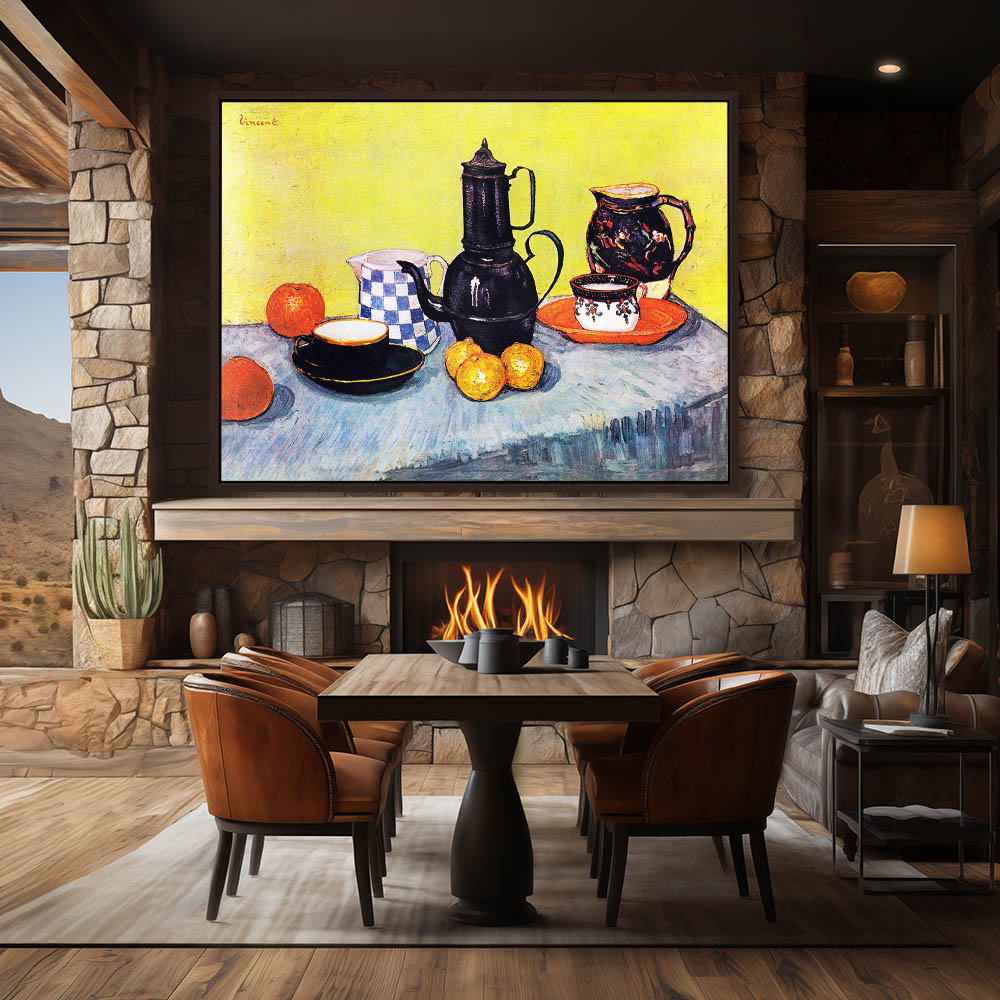 Still Life with Coffee Pot Dishes and Fruit – Great Canvas Arts