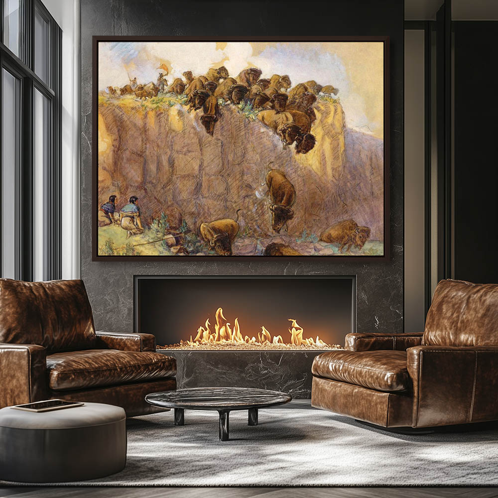 Driving Buffalo Over The Cliff – Great Canvas Arts
