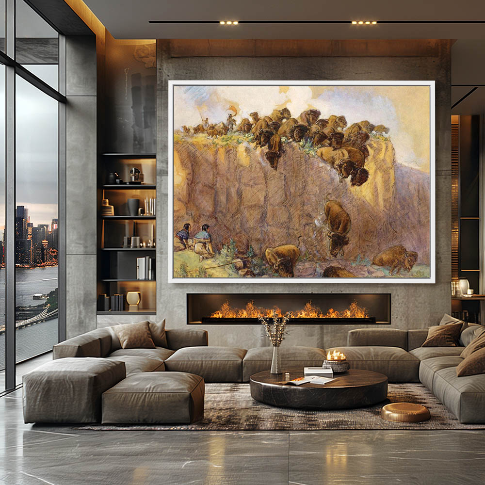 Driving Buffalo Over The Cliff – Great Canvas Arts