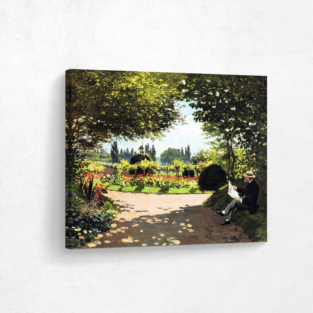 Adolphe Monet Reading in the Garden – Great Canvas Arts
