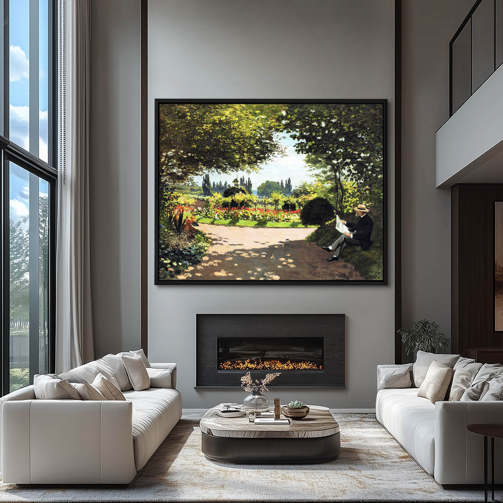 Adolphe Monet Reading in the Garden – Great Canvas Arts