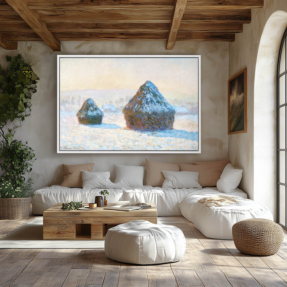 Wheatstacks Snow Effect Morning – Great Canvas Arts